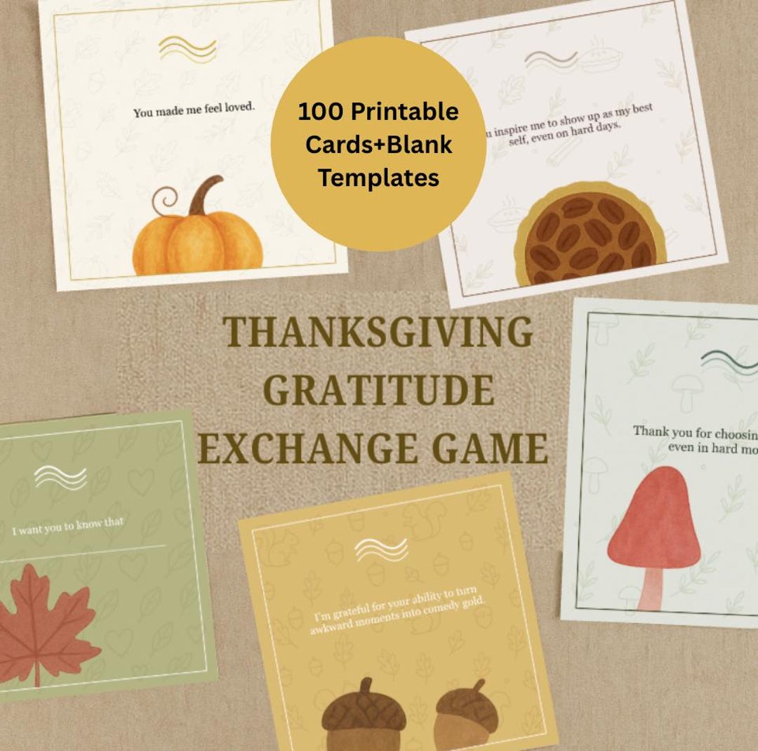 Thanksgiving Gratitude Exchange Game (printable Gratitude Cards) - Etsy