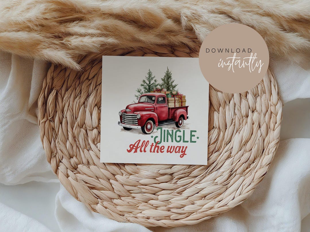 PRINTABLE Vintage Red Truck Christmas Card | Printable Christmas Card ...