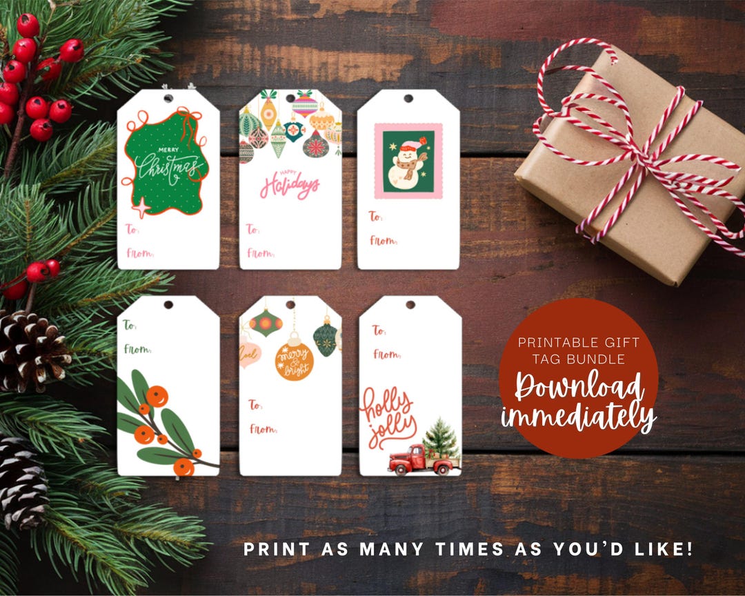 PRINTABLE Gift Tag Bundle | Printable Christmas Gift Tags | 5x5 Square ...