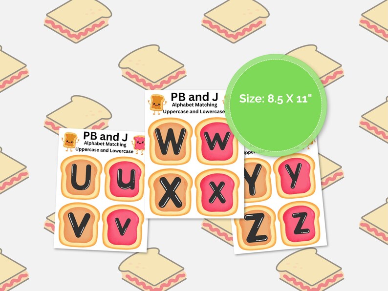 PB&J Alphabet Matching Printable: Uppercase Lowercase Letters (digital ...