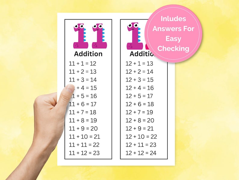 Dinosaur Addition Flash Cards 1-12, Kindergarten Math Facts (digital ...
