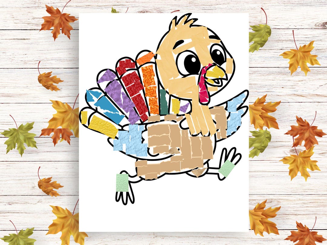 Thanksgiving Torn Paper Craft, Coloring Page, Playdough Mat, Craft for ...