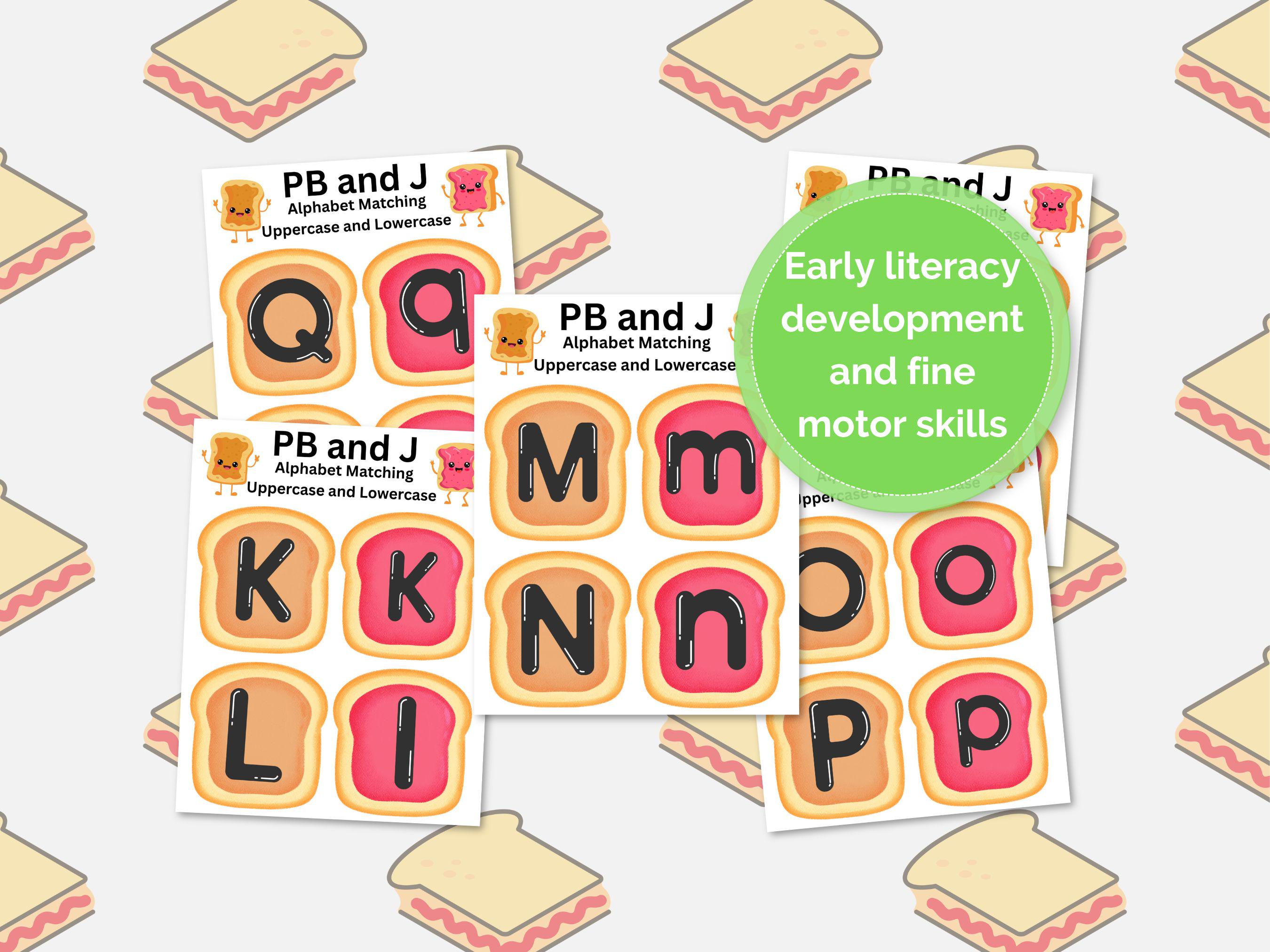 PB&J Alphabet Matching Printable: Uppercase Lowercase Letters (digital ...