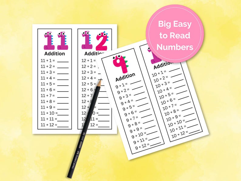 Dinosaur Addition Flash Cards 1-12, Kindergarten Math Facts (digital ...