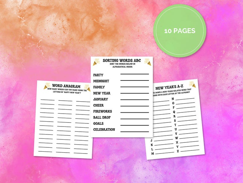 New Year's Activity Bundle, Games, Puzzles, Printable, 10 Pages - Etsy