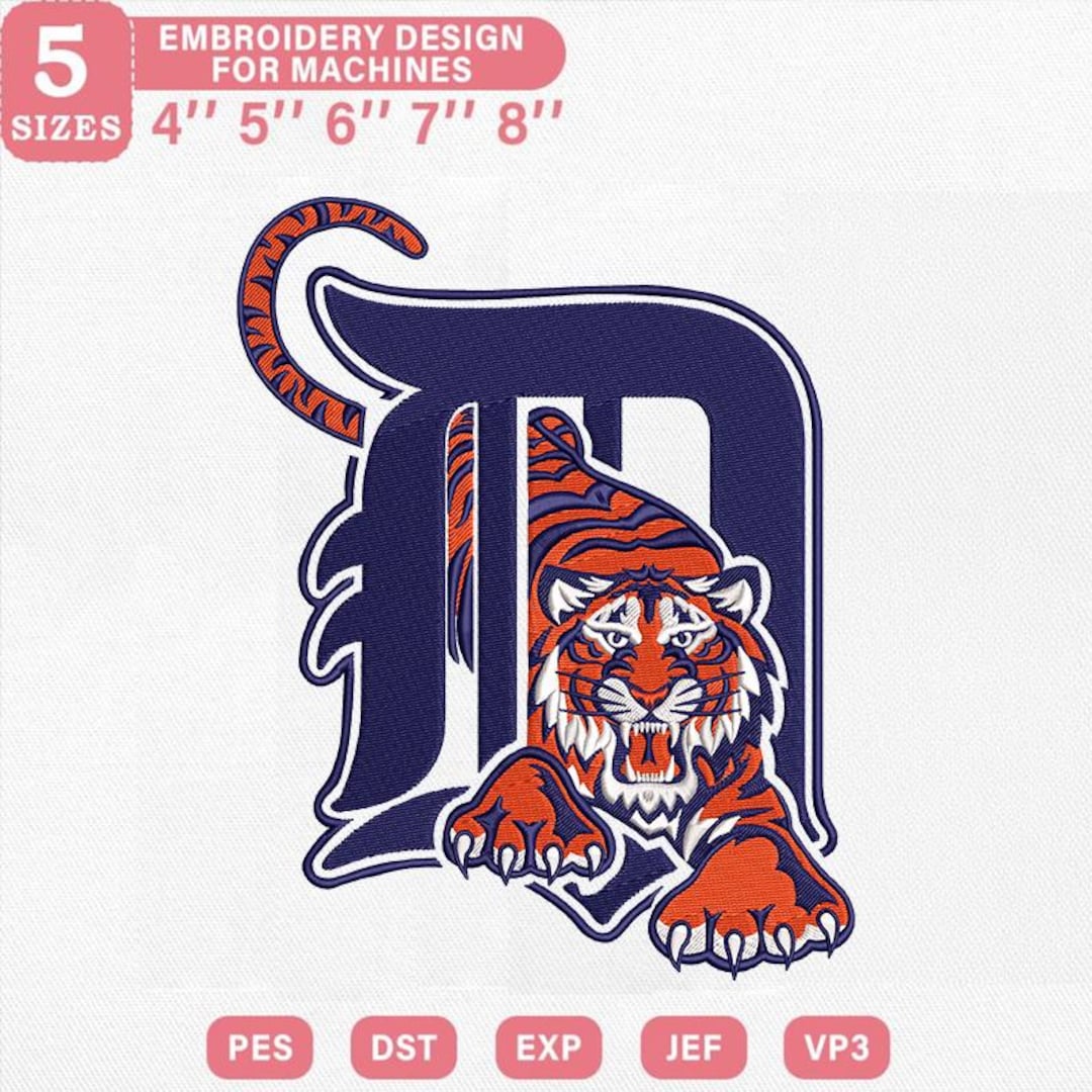 Detroit Tigers Baseball Embroidery, Tiger Head D Sport Embroidery File ...