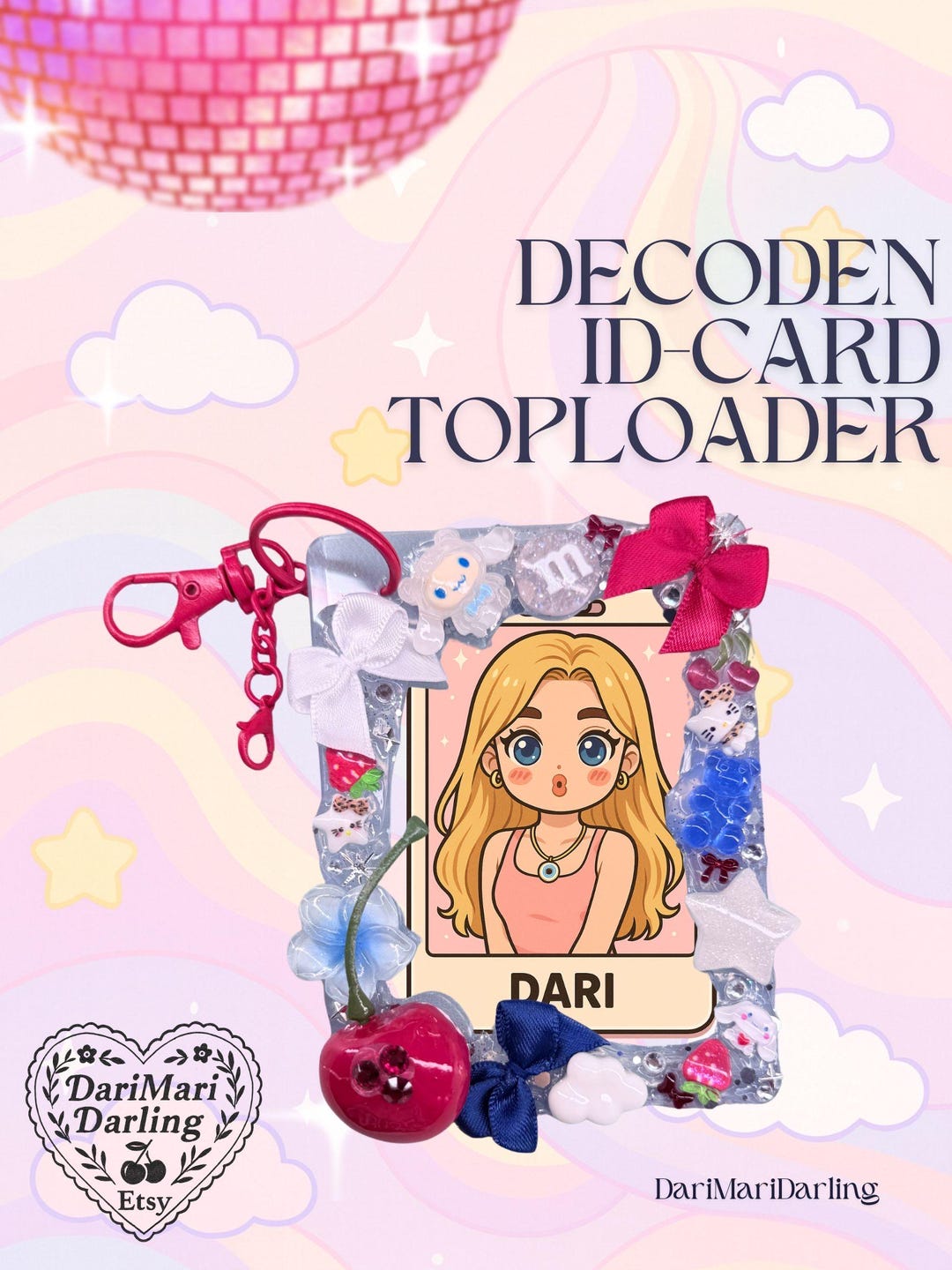 DECODEN Id Holder/toploader Hello Kitty Sanrio Sweets Keychain BLUE RED ...