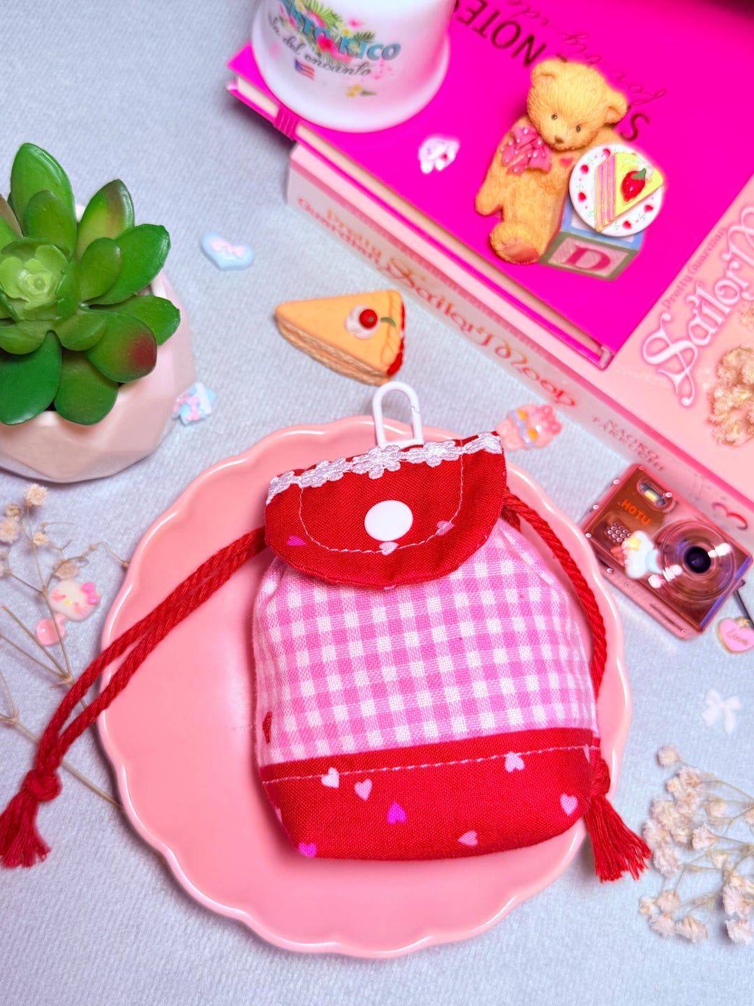 Handmade Cotton Mini Backpack Keychain Pouch, Bag Charm - Etsy