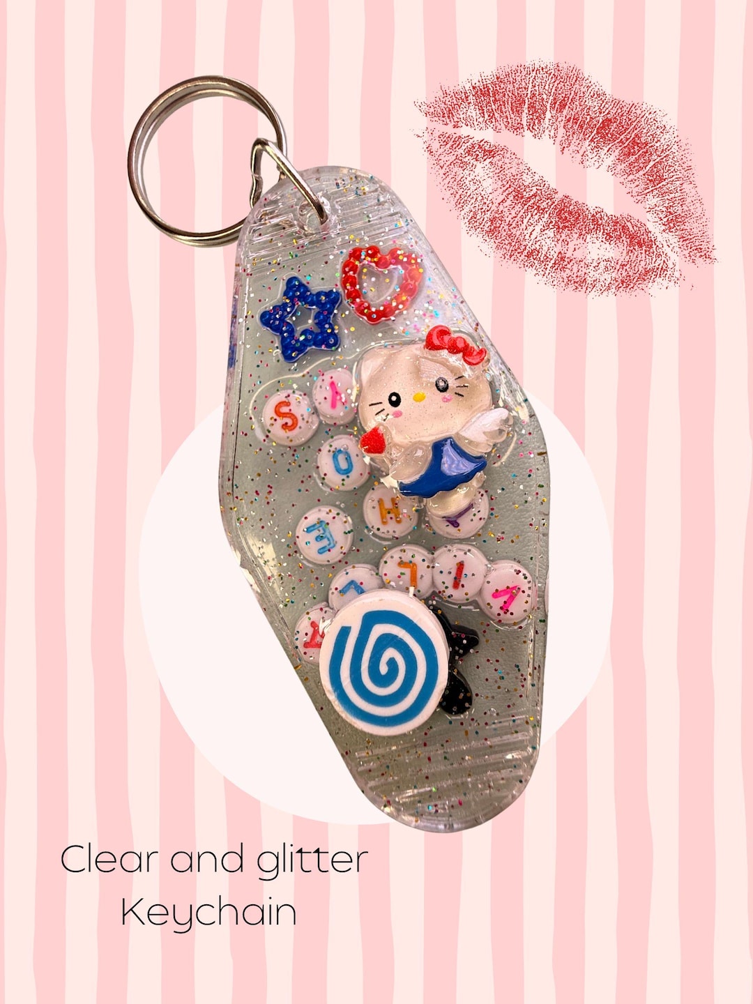 Bedazzled Classic Hello Kitty Sanrio Charm Motel Keychain Custom Made ...