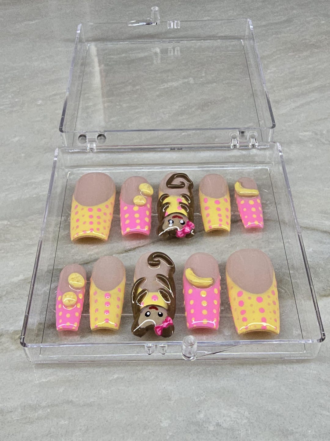 Monkey Hipper Nail Set, 3D Sculpted Monkey and Banana Charms/handmade ...