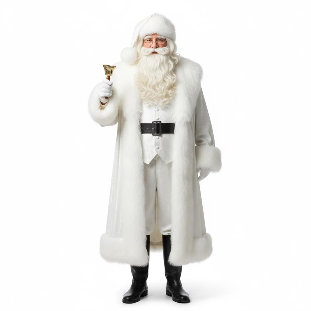 Elegant White Velvet Santa Suit Full Set Luxury Christmas Costume, Fur ...