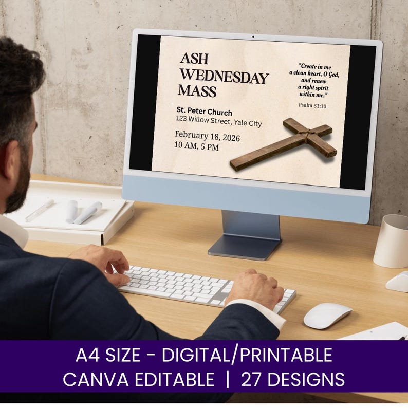ASH WEDNESDAY Editable Poster Template Printable A4 Portrait and ...