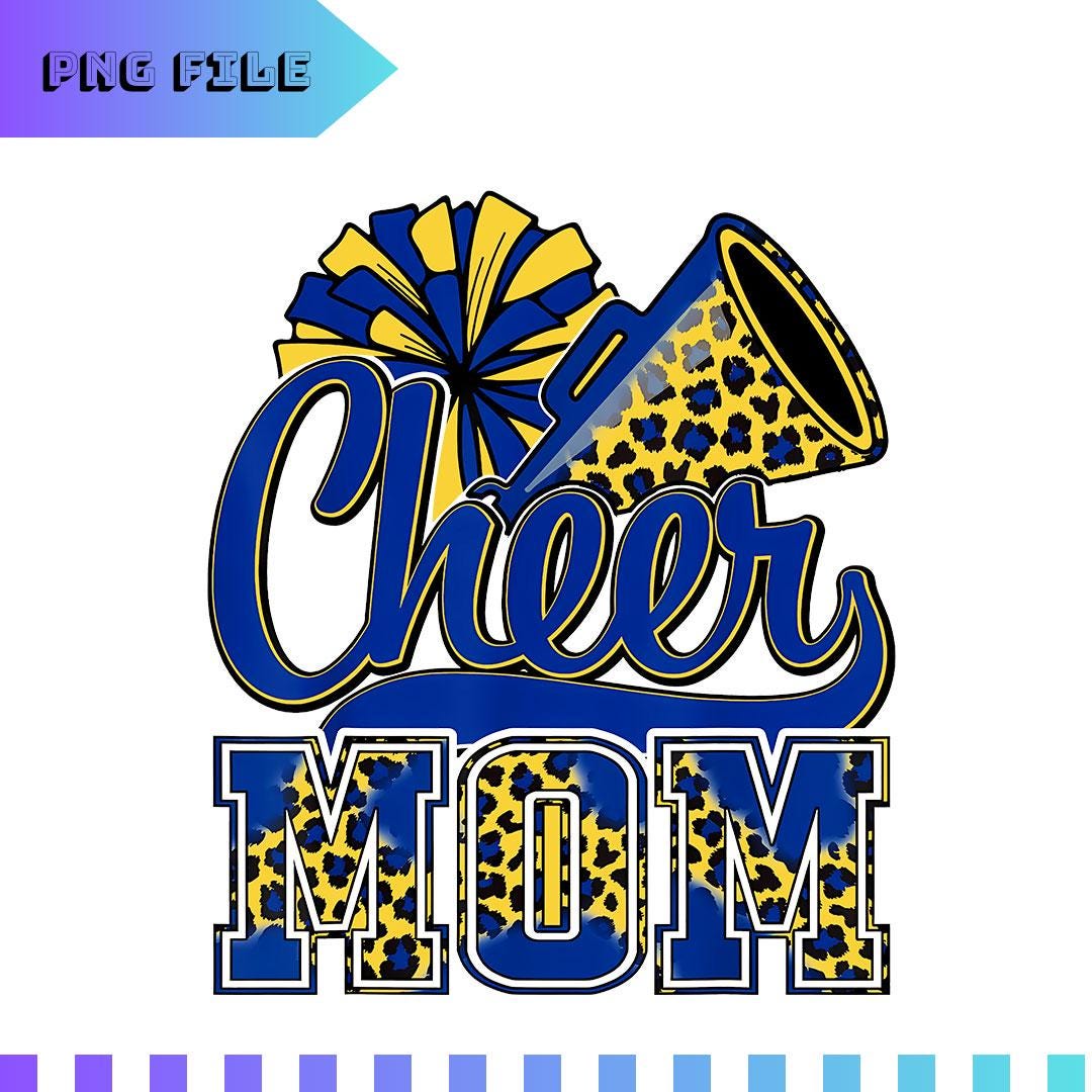 Cheer Mom Blue Gold Cheerleader Game Day Mama Football PNG Digital ...