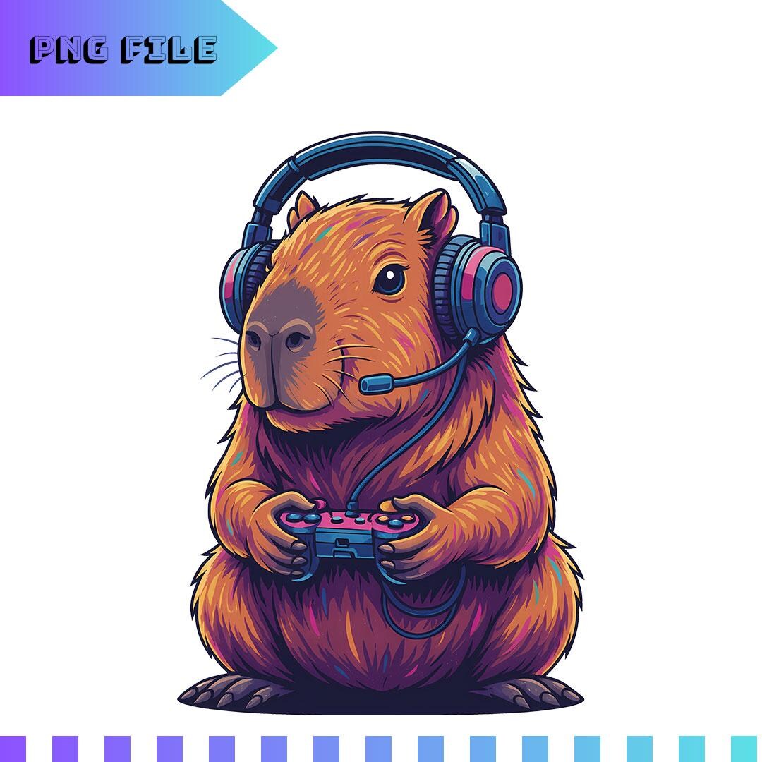 Funny Capybara Gamer Gaming Video Games Capybara PNG Digital Download ...