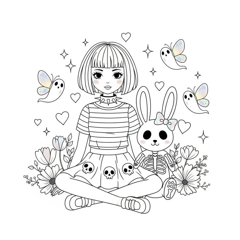 Pastel Goth – 60 Creepy Cute Coloring Pages of Kawaii Goth Girls ...
