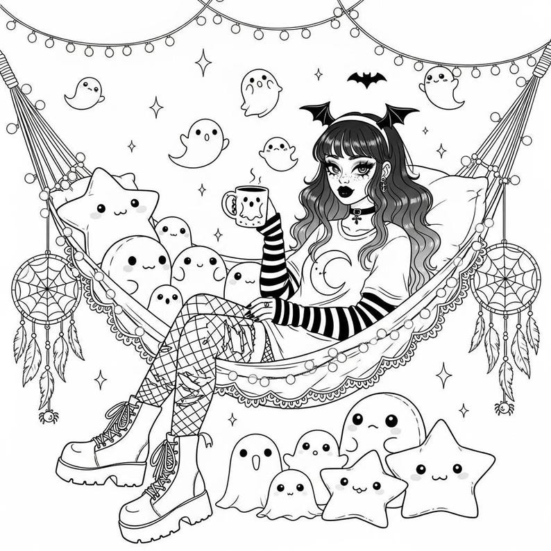 Pastel Goth – 60 Creepy Cute Coloring Pages of Kawaii Goth Girls ...