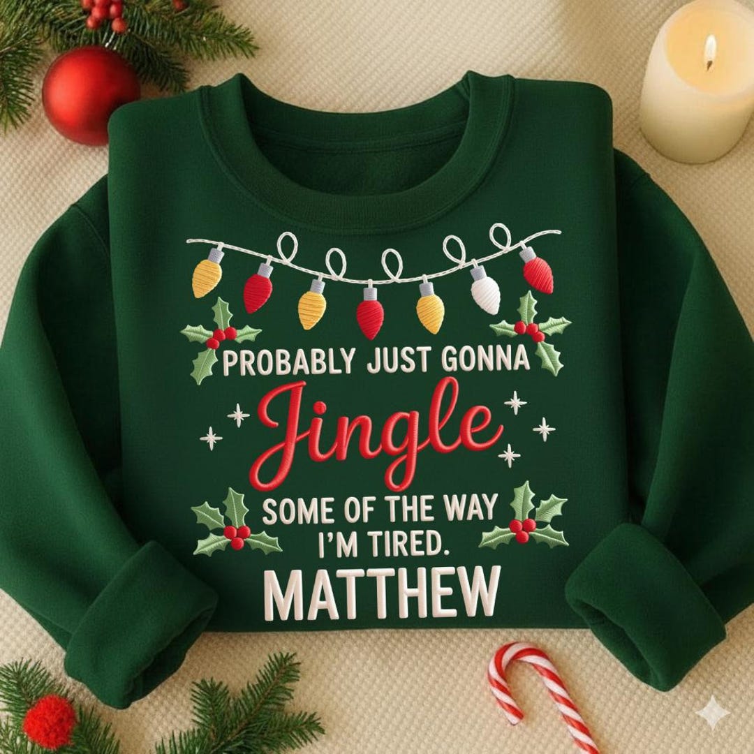 Custom Name Christmas Lights Embroidery Design, Funny Jingle Pattern ...