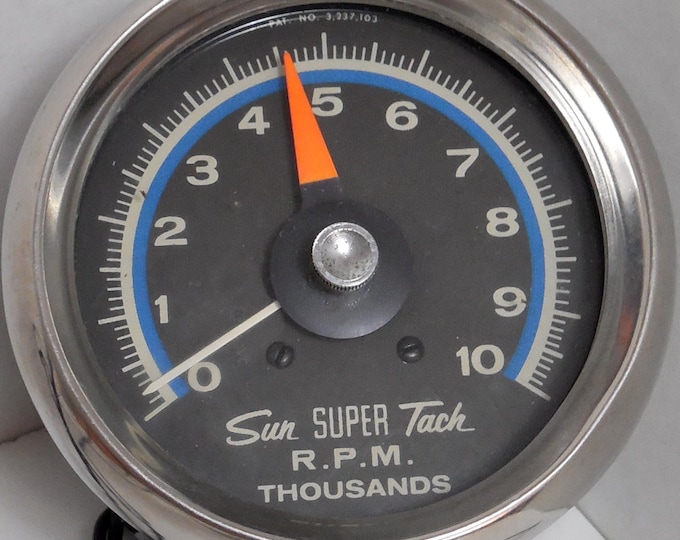 Vintage Sun Super Tach R.P.M. Thousands Tachometer, 1970s Sun Electric ...