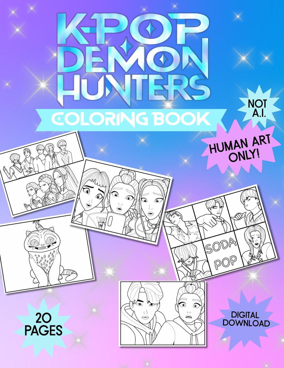 Hand Drawn K-pop Demon Hunters Coloring Book - Etsy Australia
