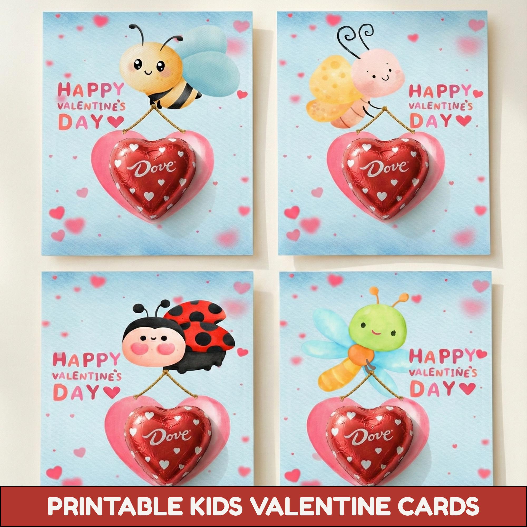 Kids Valentine Cards Printable | Cute Bug Classroom Valentines | DIY ...