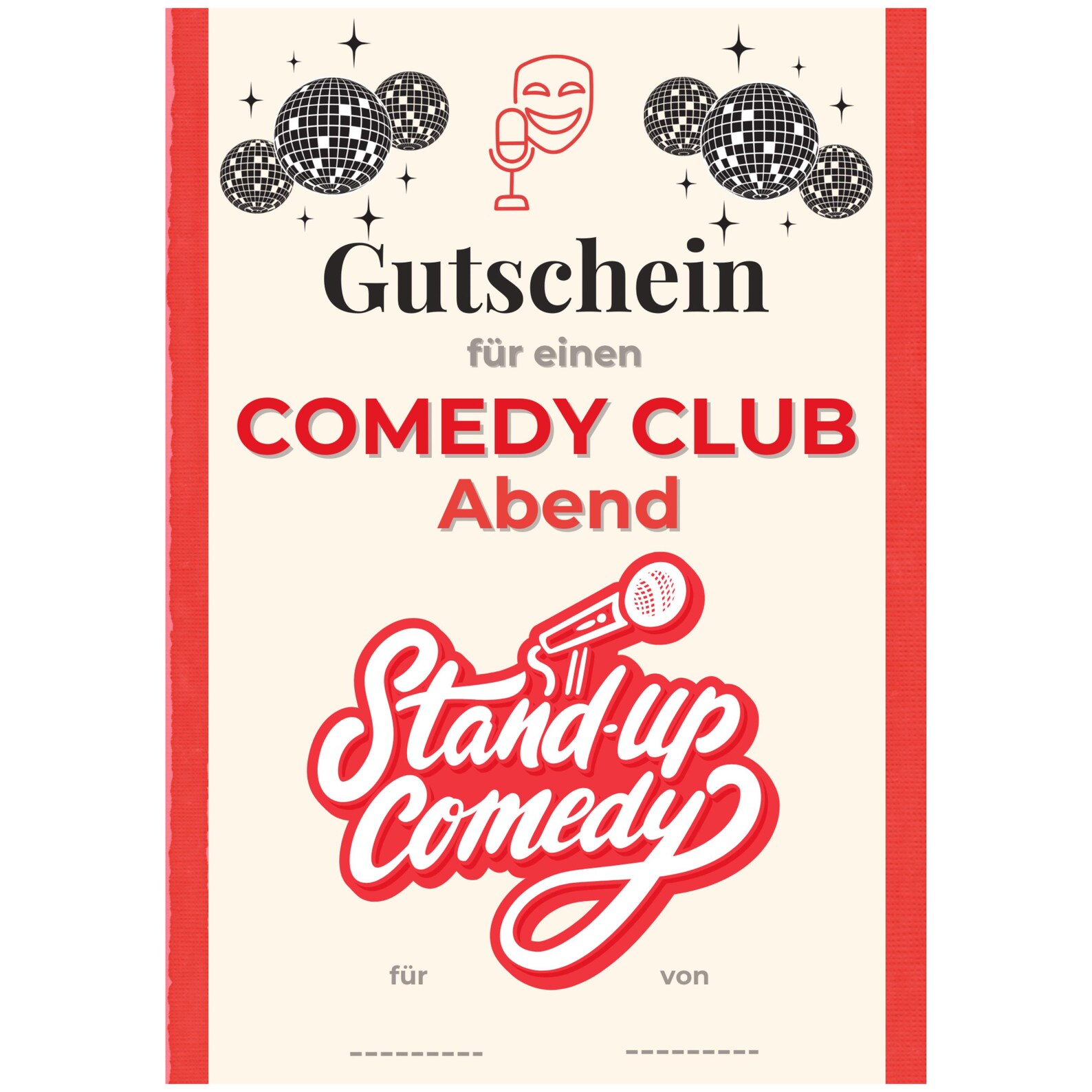 Printable Comedy Club Gift Certificate | Stand-up Comedy Ticket Gift ...