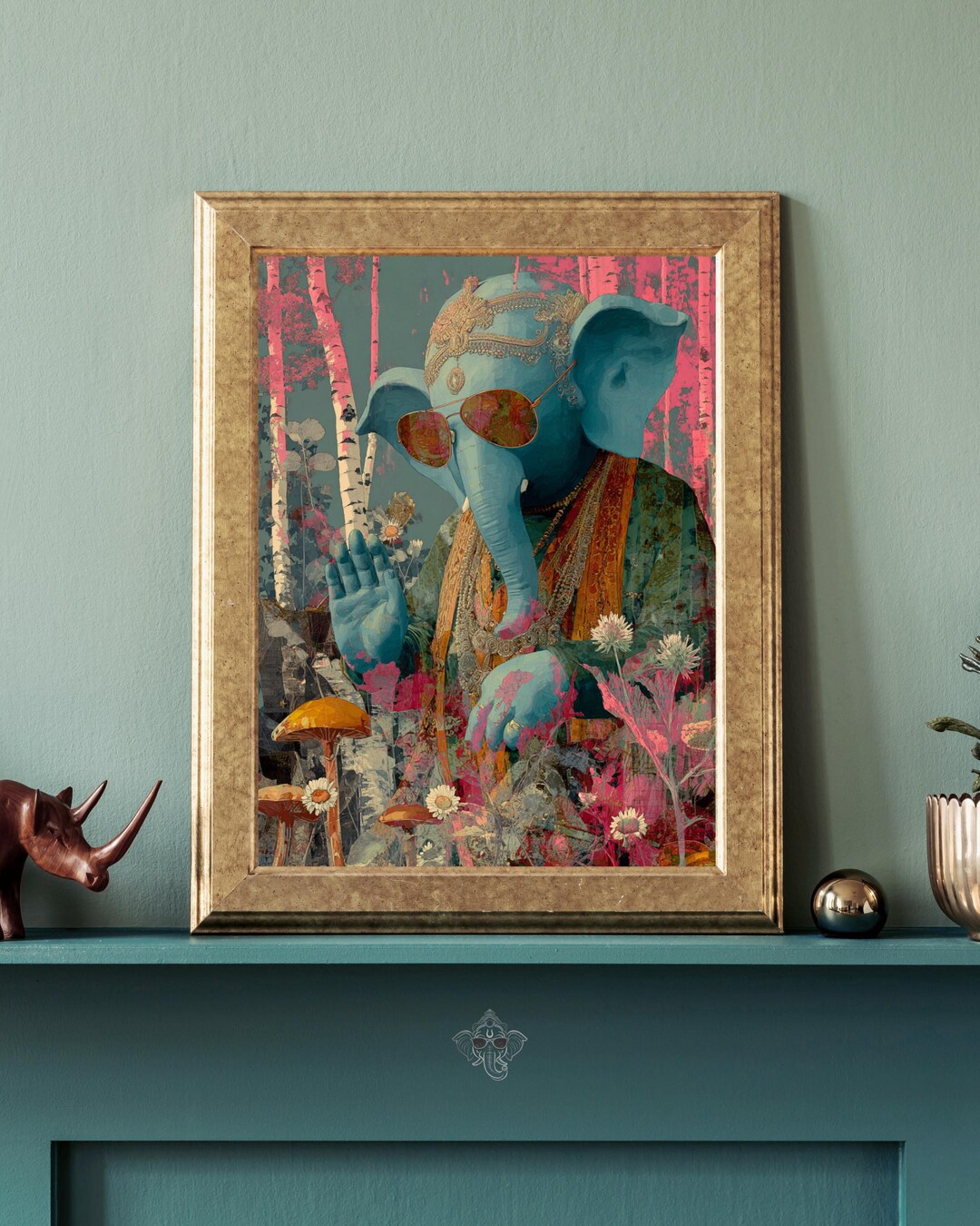 Mystic Forest Ganesha Wall Art – Modern Spiritual Elephant God ...