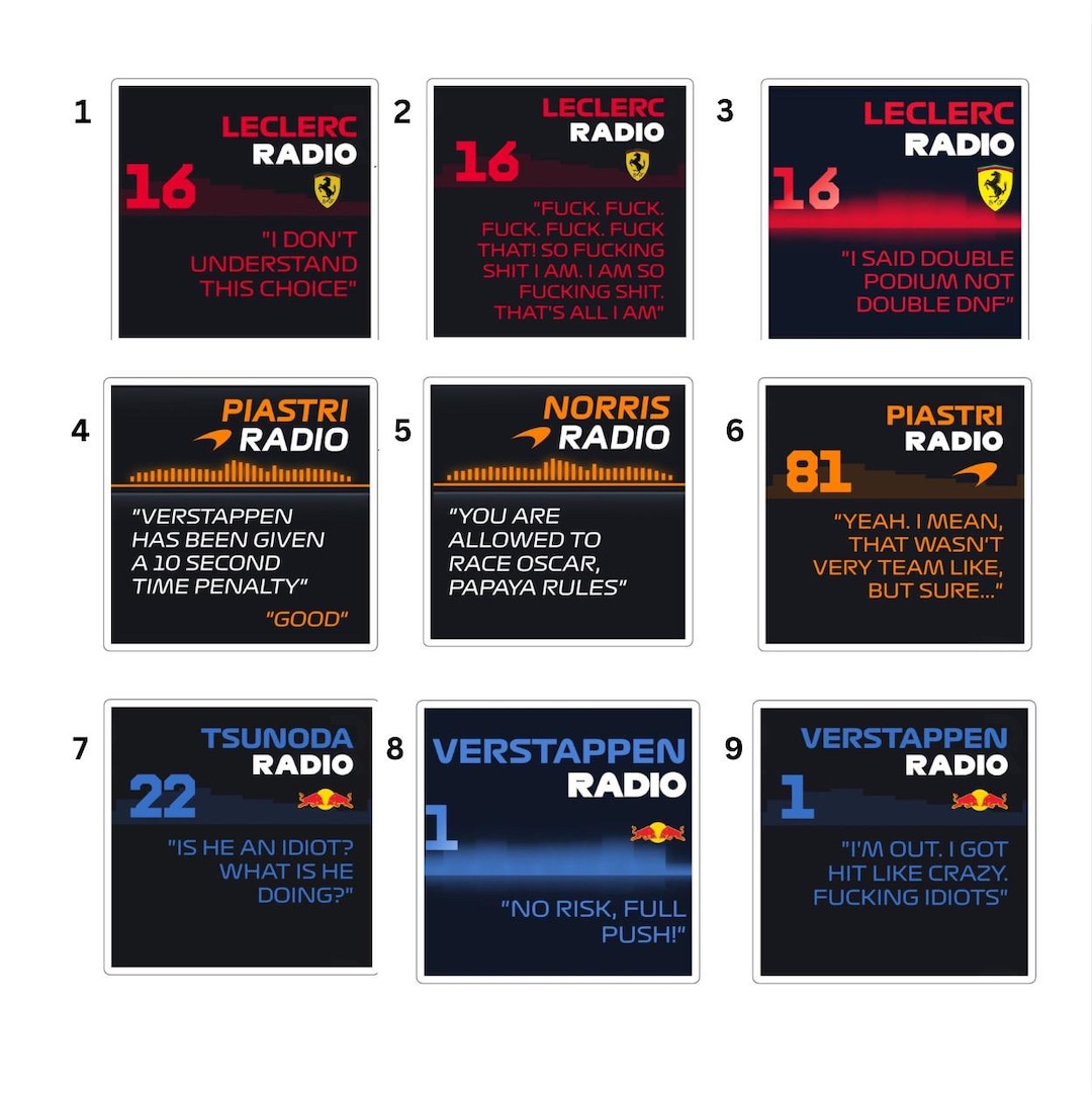 F1 Radio Vinyl Stickers, Formula 1 Racing Gift. Red Bull, Mclaren ...