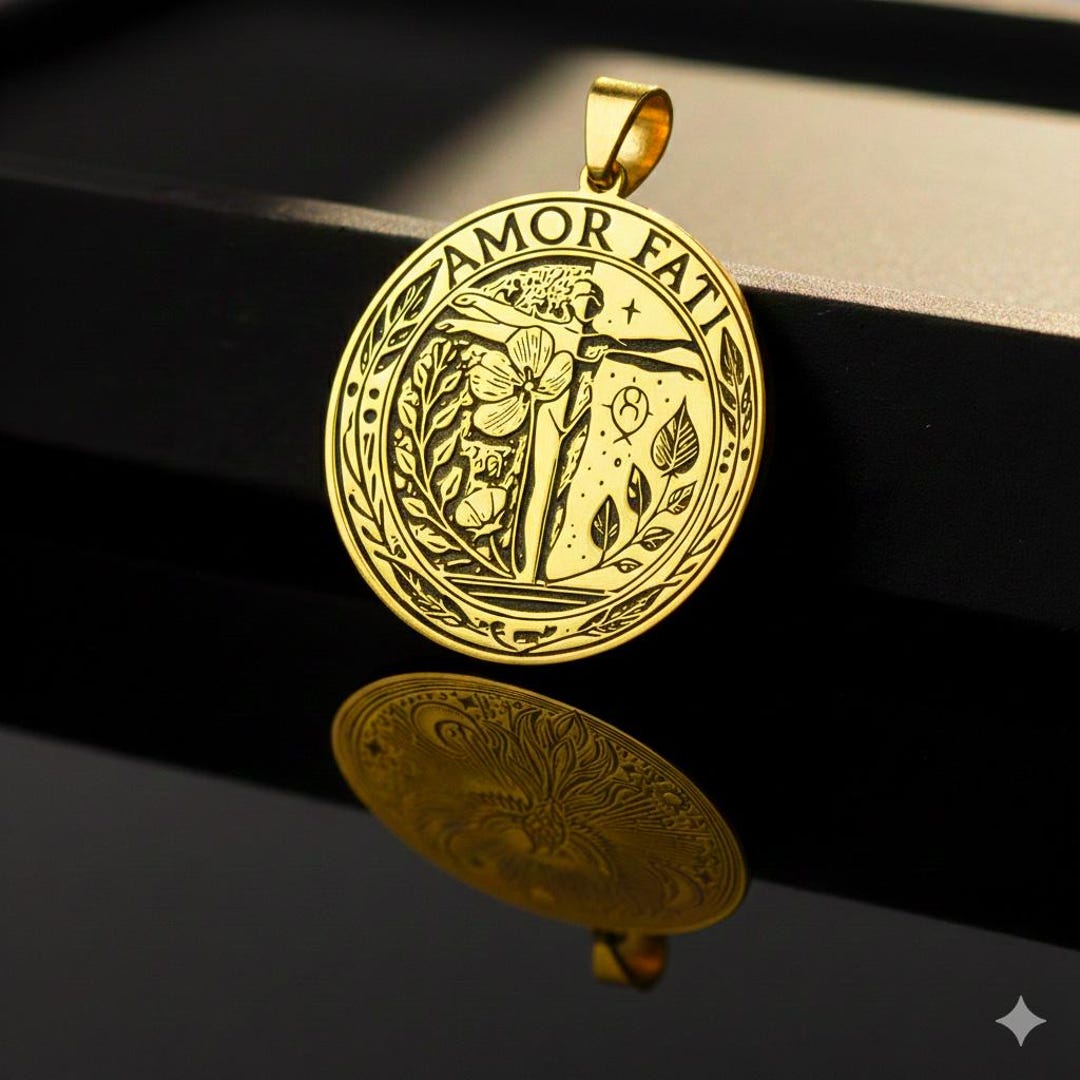 Amor Fati Medallion Necklace: Stoic Philosophy Pendant - Etsy
