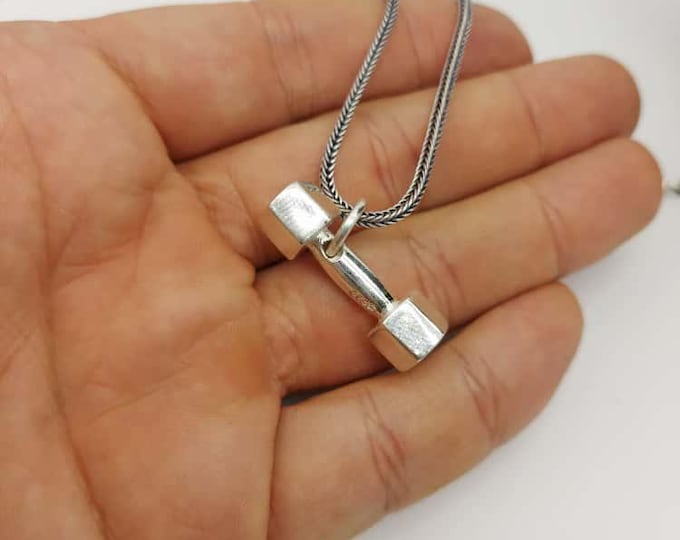 Gym Jewelry, Dumbbell Necklace, Fitness Jewelry, Crossfit Pendant ...