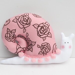 Handmade Stuffed Snail Toy Tilda Snail Softie Plush Pink Rose Floral ...