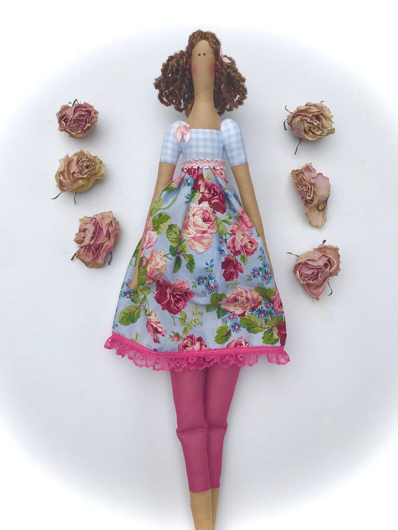 Tilda Doll Handmade Rag Doll Cloth Doll Textile Doll Blue Pink | Etsy