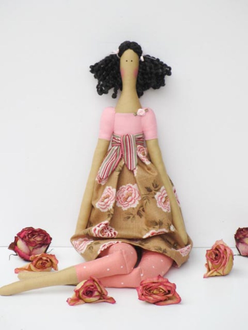 Tilda Doll Soft Fabric Doll Pink Pastel Rose Stuffed Doll - Etsy