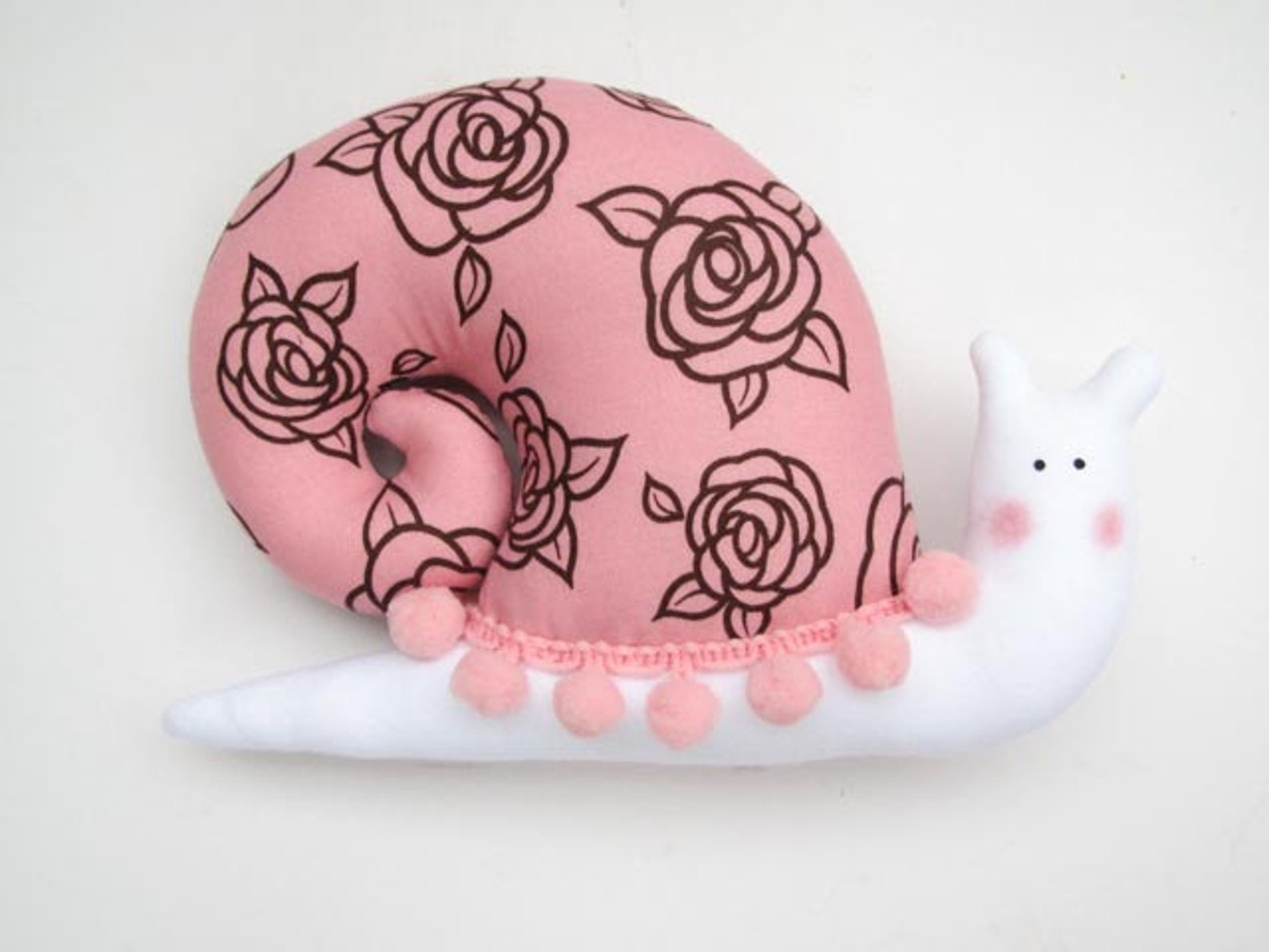 Handmade Stuffed Snail Toy Tilda Snail Softie Plush Pink Rose | Etsy