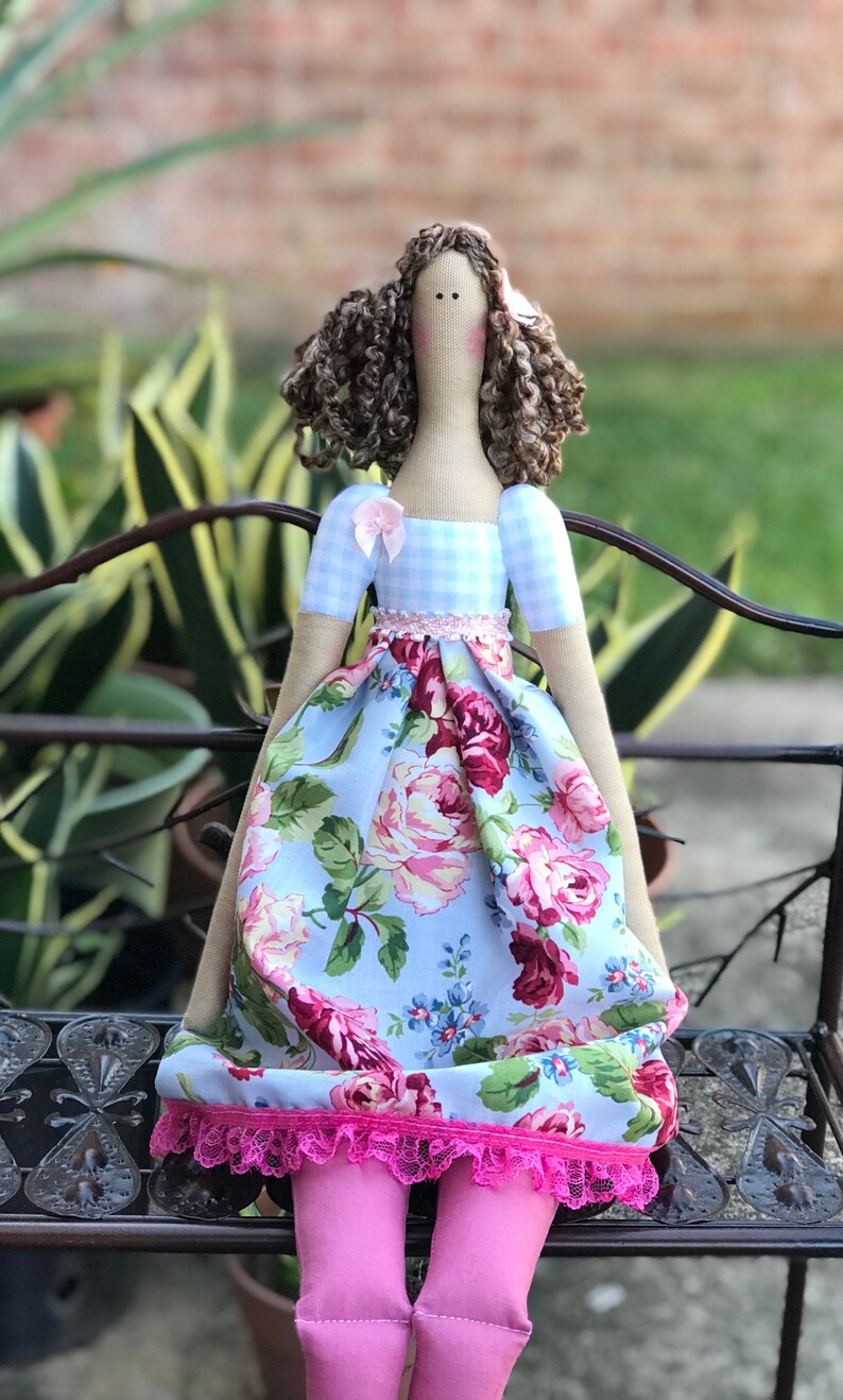 Tilda Doll Handmade Rag Doll Cloth Doll Textile Doll Blue Pink | Etsy