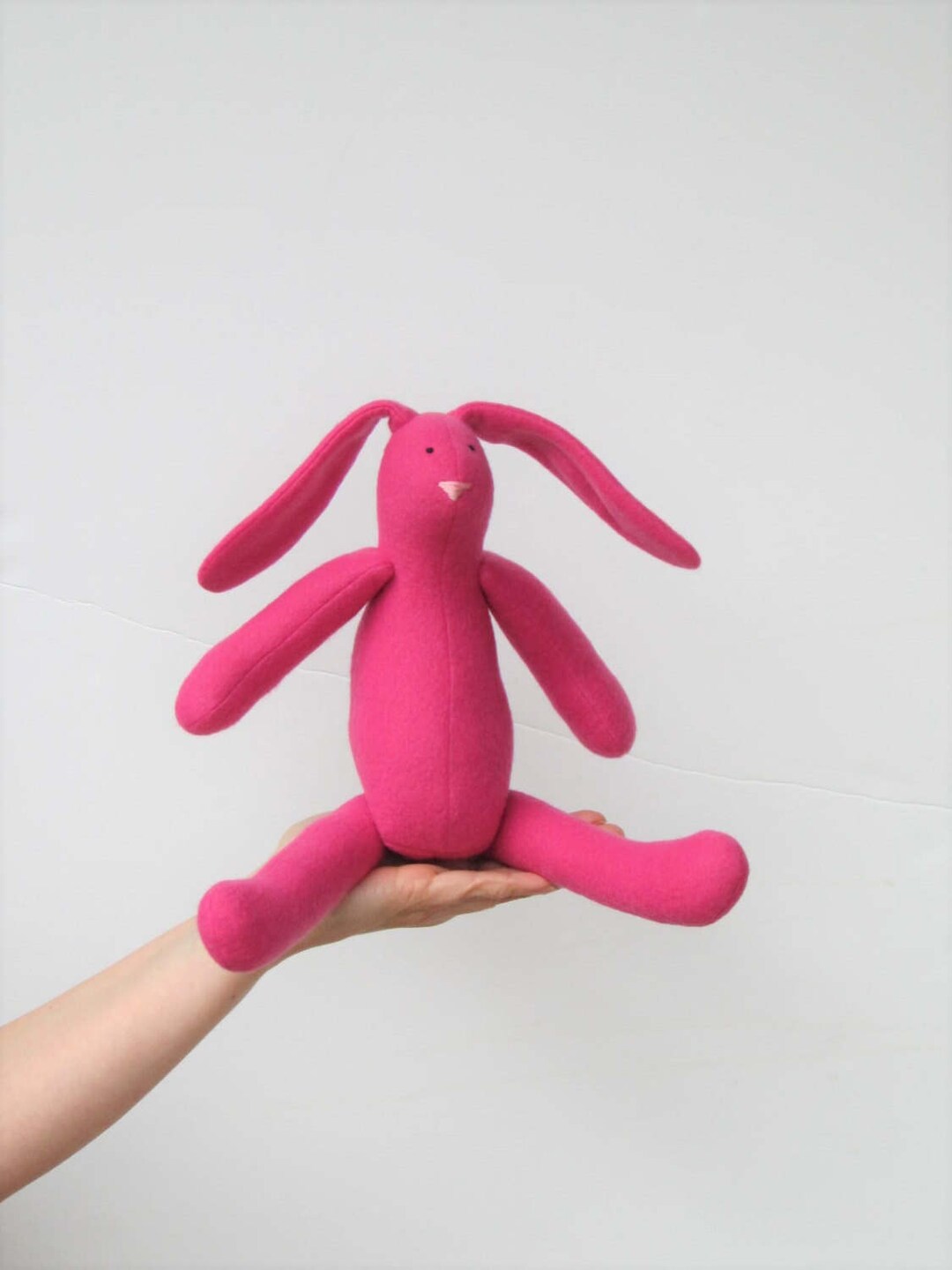 Stuffed Bunny Rabbit Hare Soft Pink Fuchsia Easter Bunny Doll Plush ...