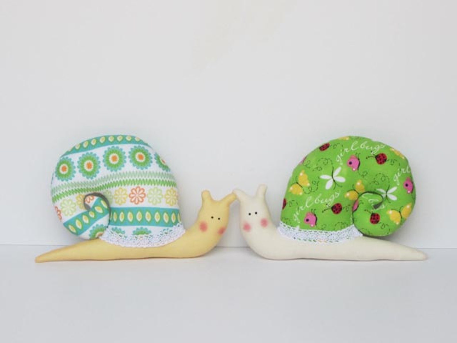 Softie Plush Snail Toy Stuffed Snail Handmade Green Yellow - Etsy