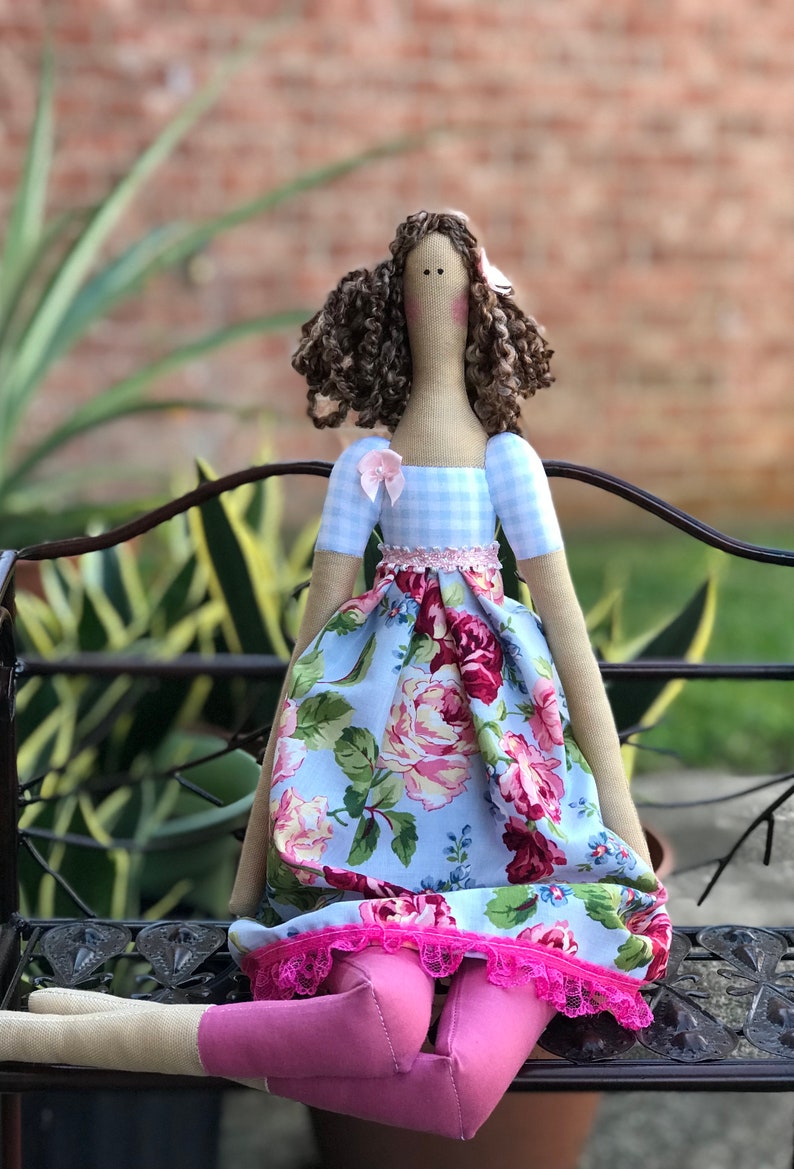 Tilda Doll Handmade Rag Doll Cloth Doll Textile Doll Blue Pink | Etsy