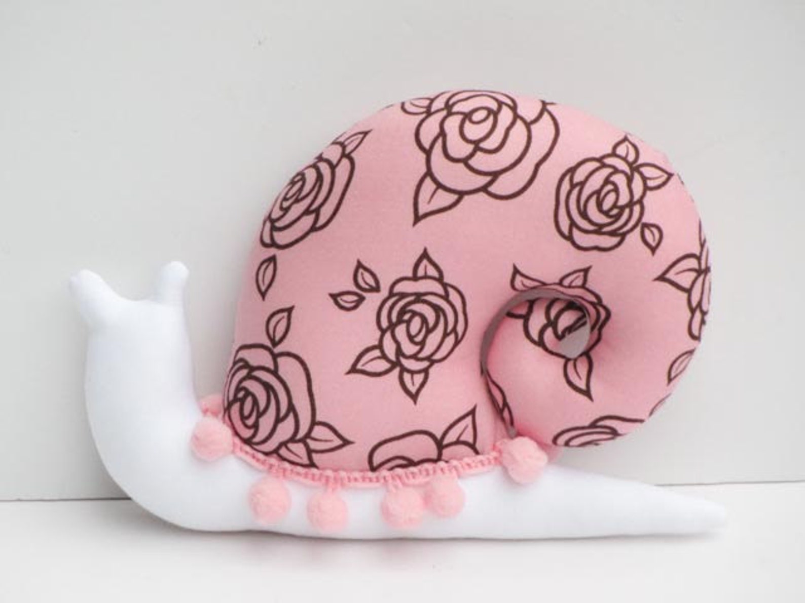 Handmade Stuffed Snail Toy Tilda Snail Softie Plush Pink Rose | Etsy