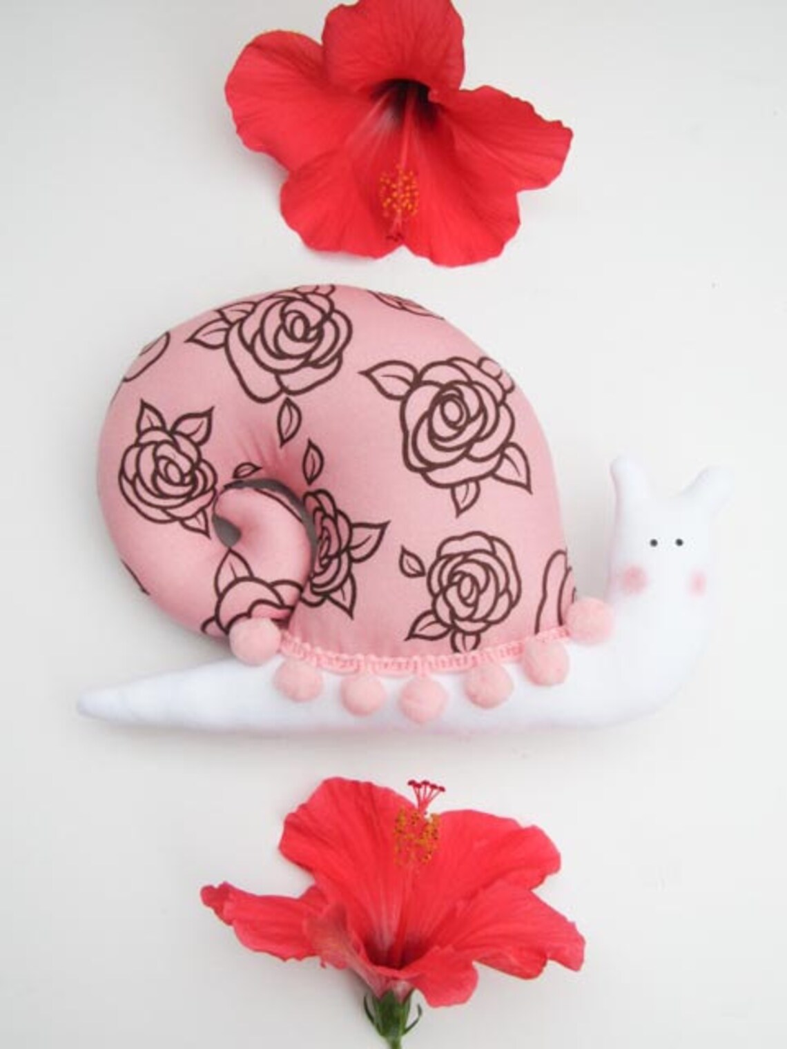 Handmade Stuffed Snail Toy Tilda Snail Softie Plush Pink Rose | Etsy