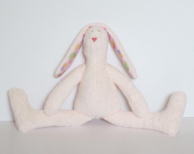 Stuffed Bunny Soft Terry Cloth Bunny Doll Rabbit Hare Baby Pink Softie ...
