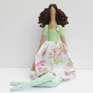 Cloth Doll Tilda Doll Fabric Doll Handmade Rag Doll Rose Pink Green ...
