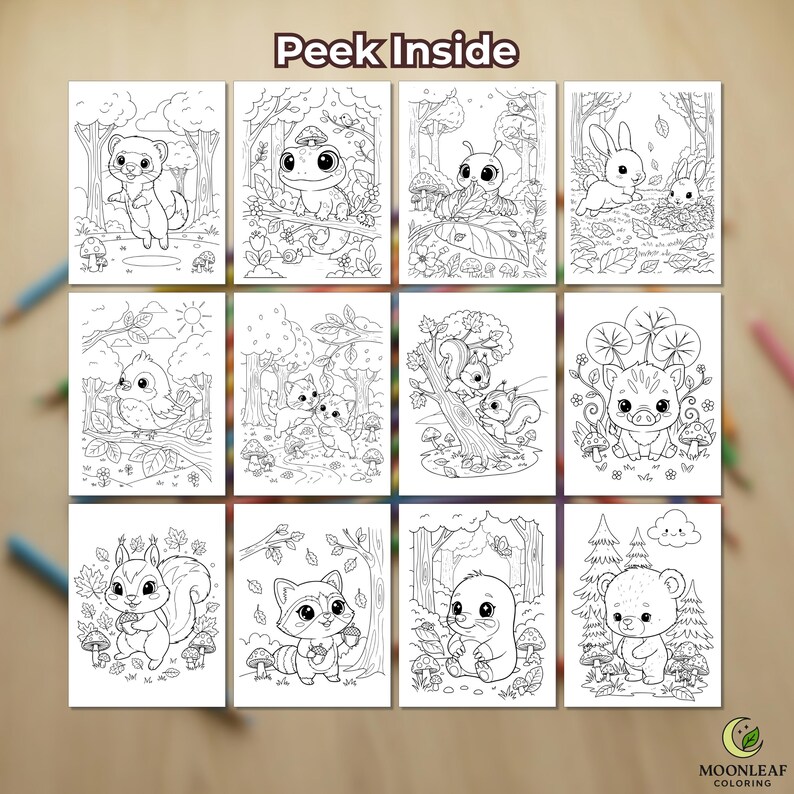 Libro da colorare con animali del bosco per bambini / 30 pagine da ...