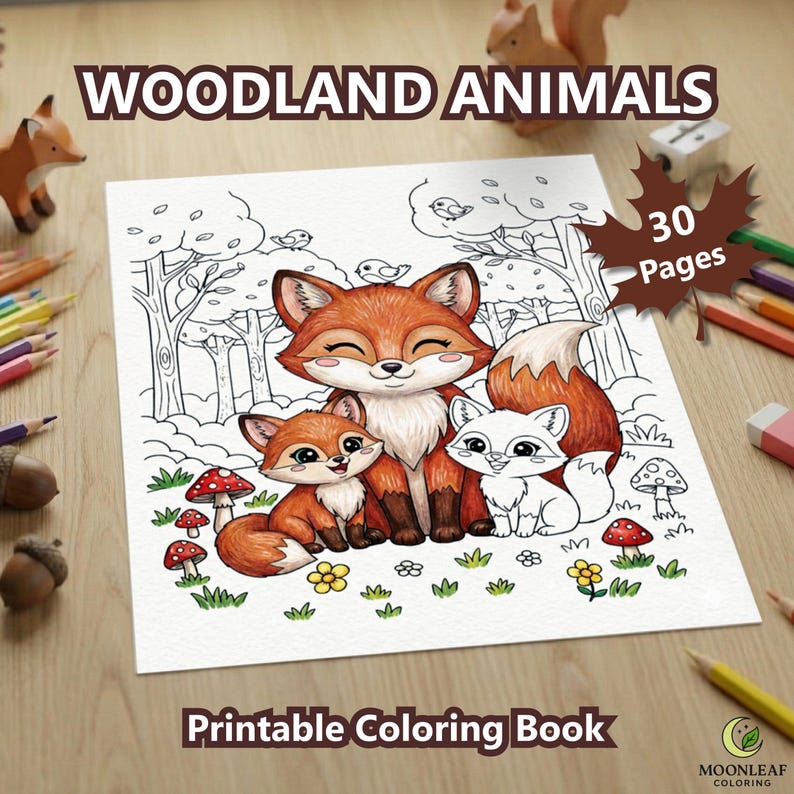 Libro da colorare con animali del bosco per bambini / 30 pagine da ...