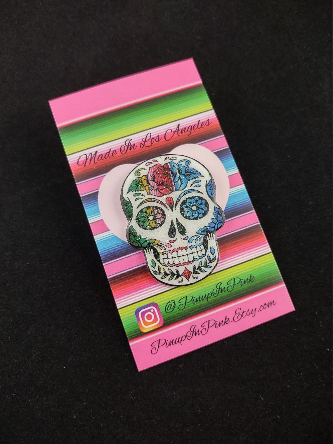Serape Sugar Skull Pin - Etsy