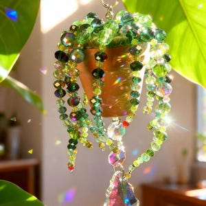 Handmade Beaded Decorforever Succulent Suncatcher Round Globe Window ...