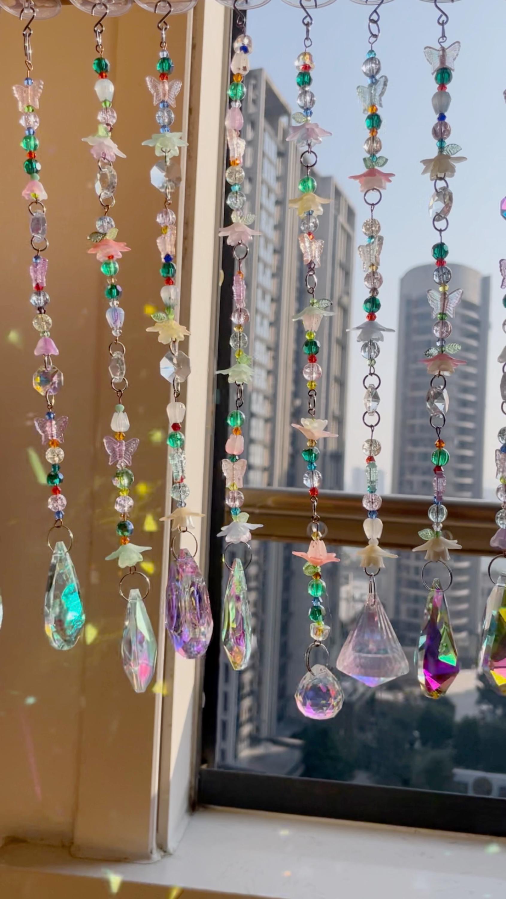 Crystal Window Suncatcher Curtain – Shimmering Rainbow Light, Handmade ...