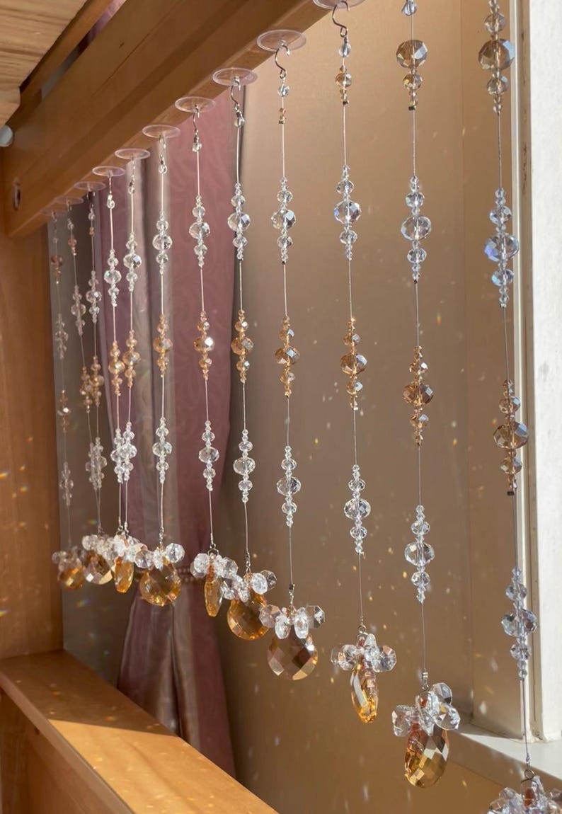 Shimmering Crystal Curtain Handmade Light Catcher Beaded Divider ...
