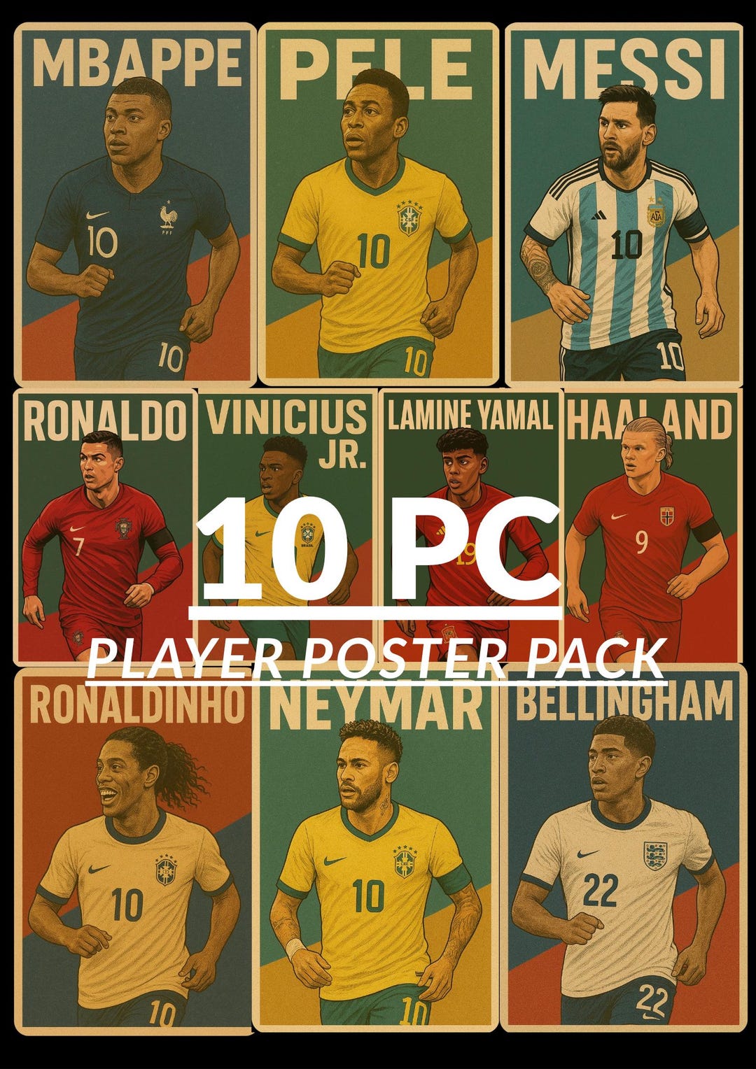 Printable Digital Artworks Downloadable 10 Piece Unique Football ...