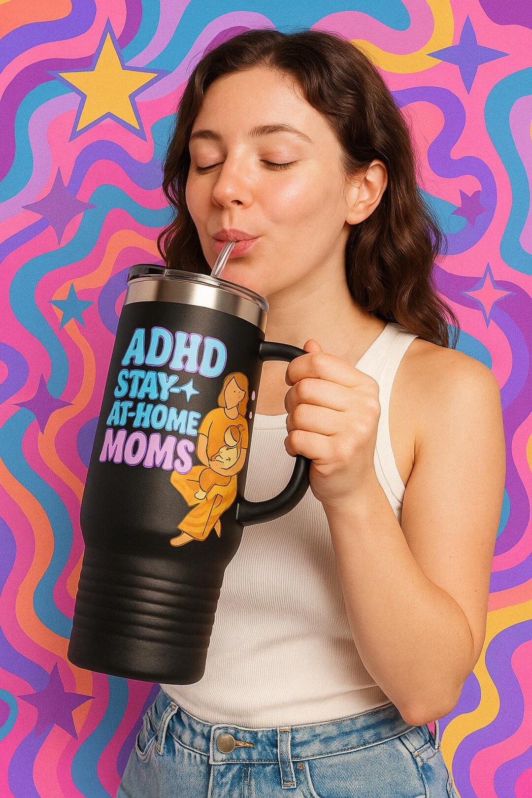 Y2K ADHD Stay-at-home Moms Insulated Travel Mug | 40oz Tumbler - Etsy