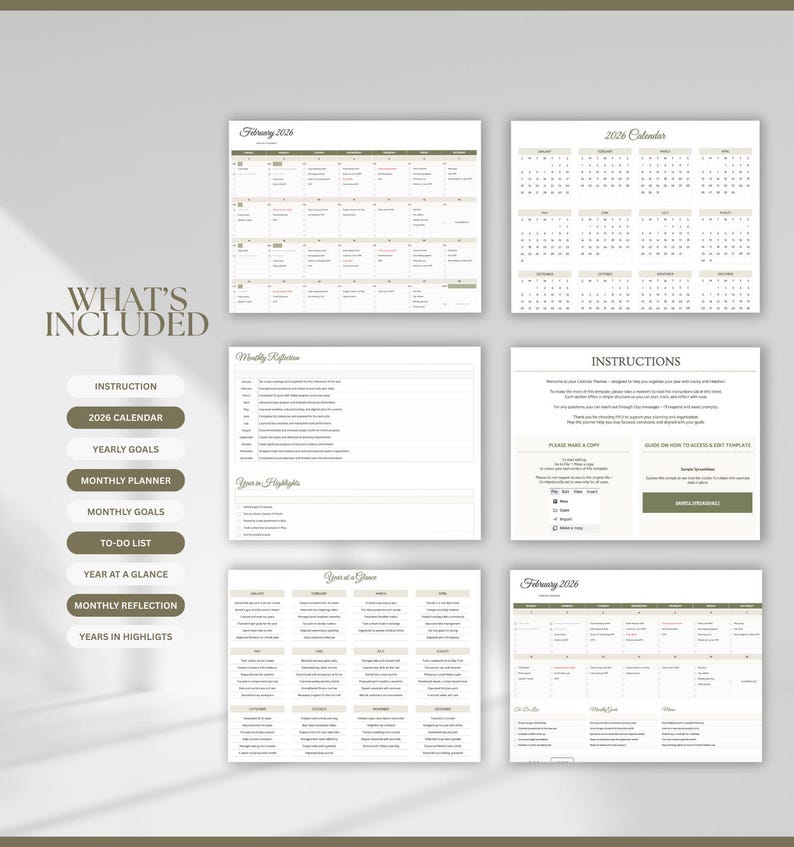 2026 Monthly Planner for Google Sheets | Year at a Glance | Minimalist ...